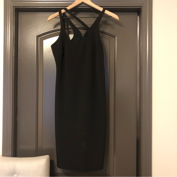 Halston Heritage | Dresses | Halston Heritage Little Black Midi Dress ...